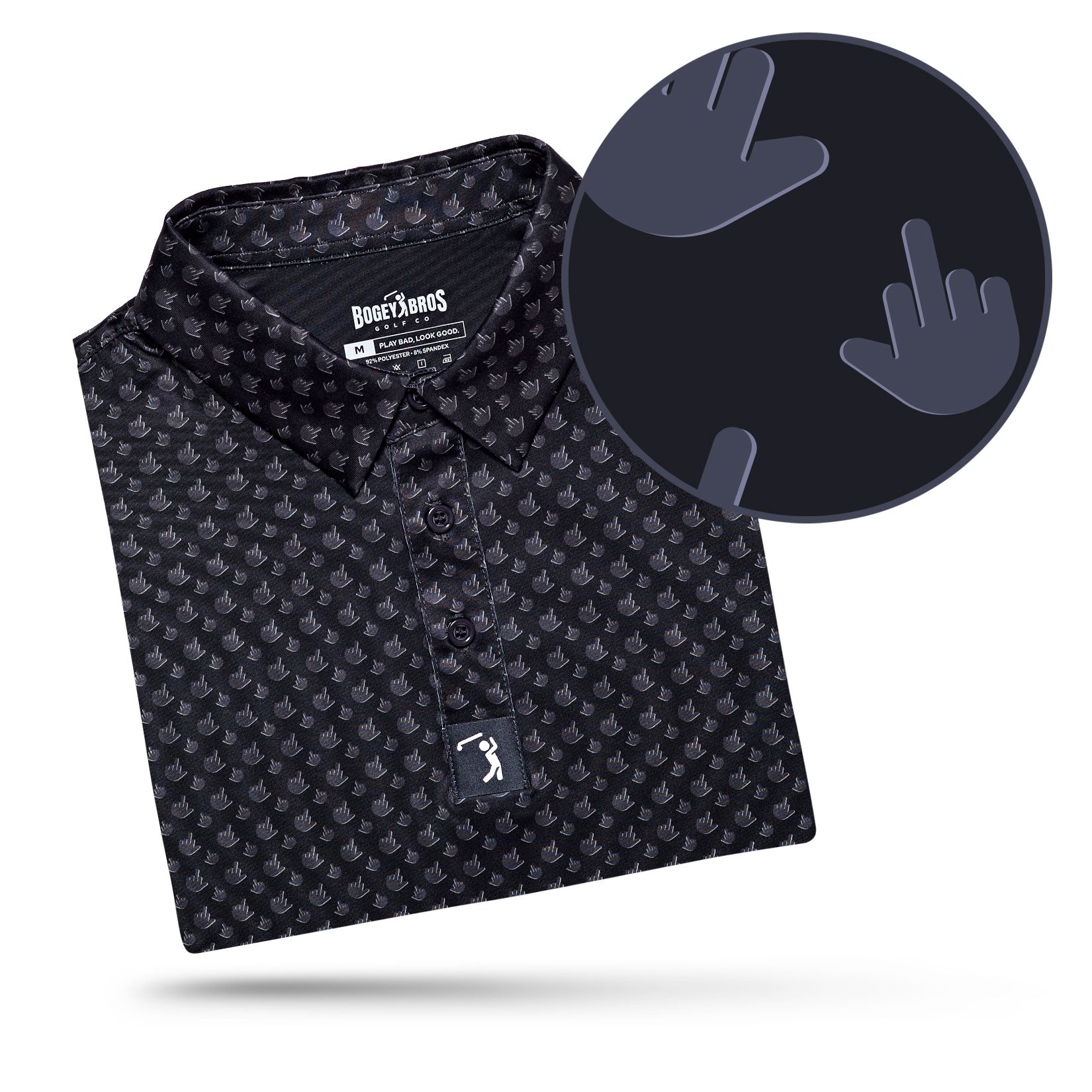 Bogey Bros Golf Co | Funny Golf Polos | Birdie Finger Raven Polo