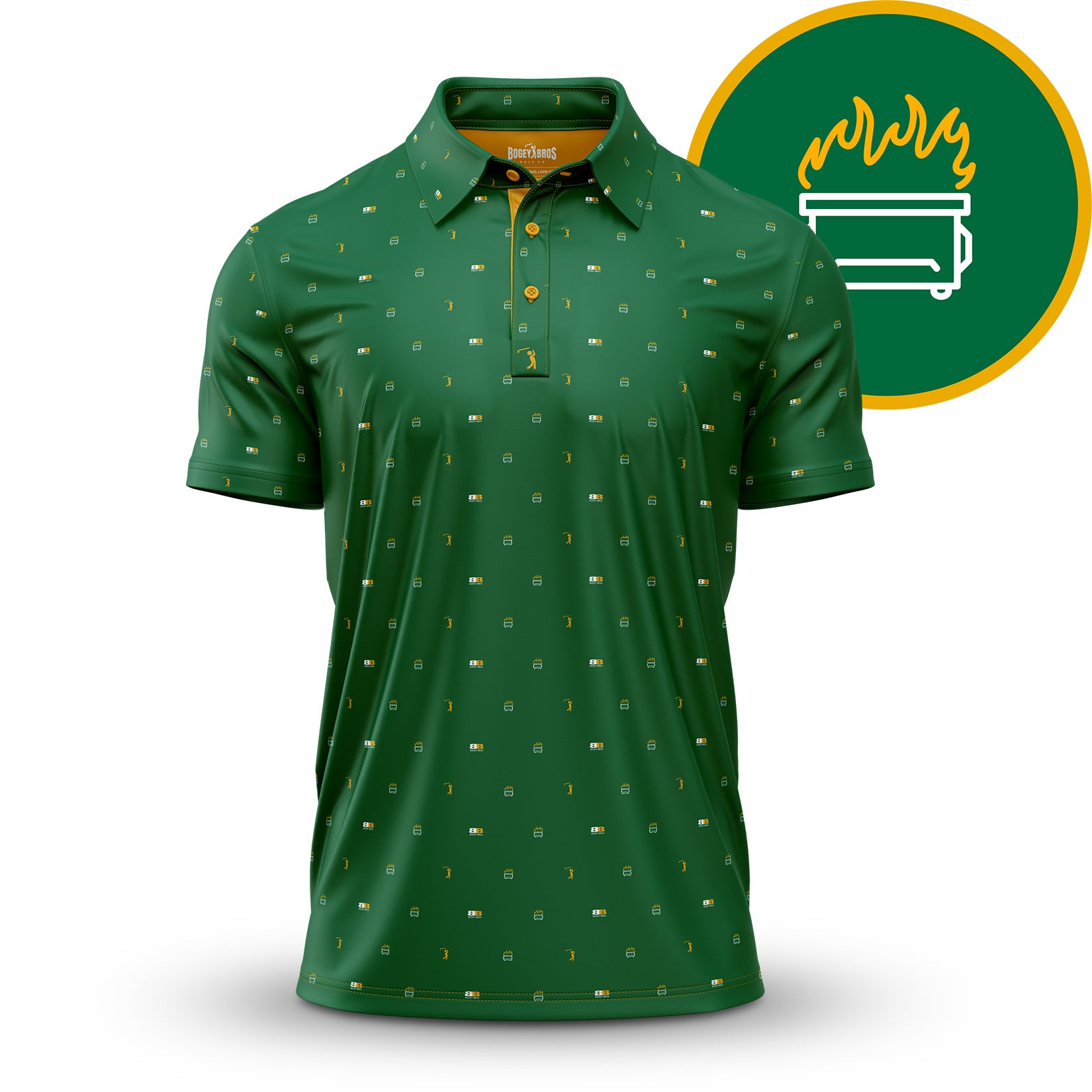 Bogey Bros Golf Co | Funny Golf Stuff | Dumpster Fire Green Polo