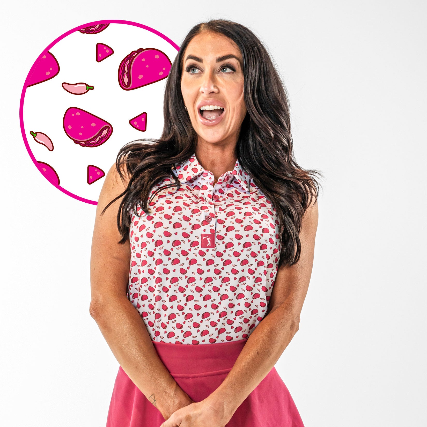 Bogey Bros Golf Co | Women's Funny Golf Gear | Pink Taco Women's Polo